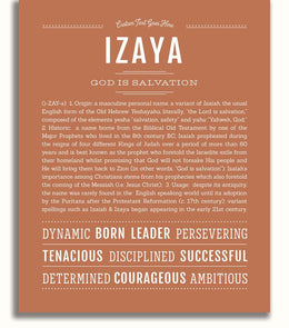 Izaya Personalized Name Meaning Art Prints – Name Stories