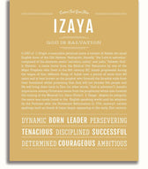 Izaya Personalized Name Meaning Art Prints – Name Stories