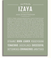 Izaya Personalized Name Meaning Art Prints – Name Stories
