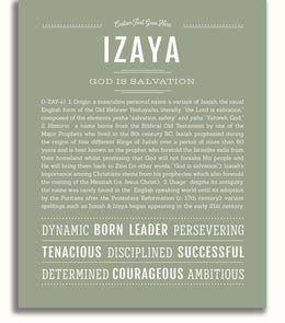 Izaya Personalized Name Meaning Art Prints – Name Stories