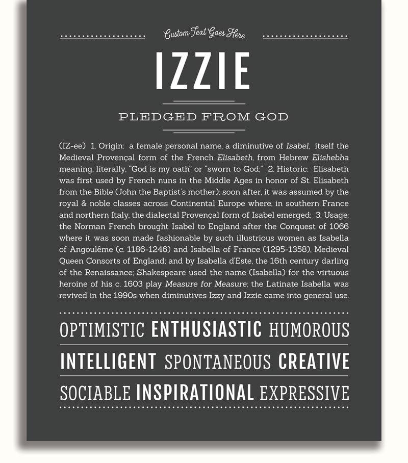 Izzie Personalized Name Meaning Art Prints – Name Stories