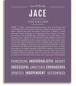 Jace Personalized Name Meaning Art Prints – Name Stories