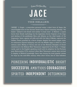 Jace Personalized Name Meaning Art Prints – Name Stories