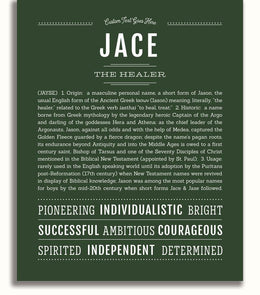 Jace Personalized Name Meaning Art Prints – Name Stories