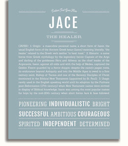 Jace Personalized Name Meaning Art Prints – Name Stories