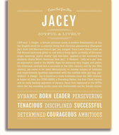 Jacey Personalized Name Meaning Art Prints – Name Stories