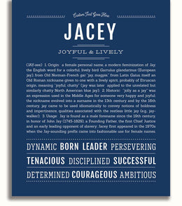 Jacey | Name Art Print – Name Stories