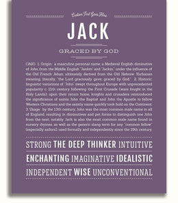Jack Personalized Name Meaning Art Prints – Name Stories