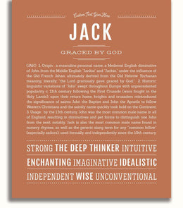 Jack Personalized Name Meaning Art Prints – Name Stories