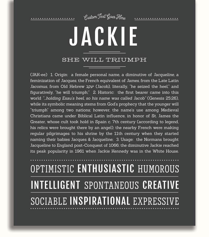 Jackie Personalized Name Meaning Art Prints – Name Stories