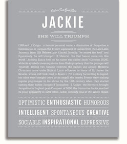 Jackie (female) | Name Art Print – Name Stories