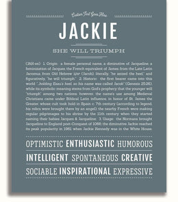 Jackie Personalized Name Meaning Art Prints – Name Stories