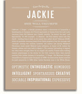 Jackie Personalized Name Meaning Art Prints – Name Stories