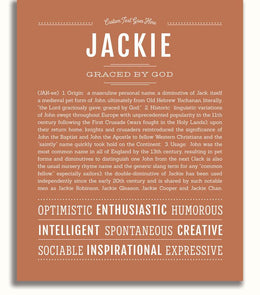 Jackie Personalized Name Meaning Art Prints – Name Stories