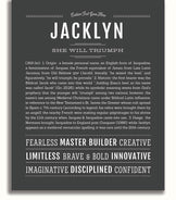 Jacklyn Personalized Name Meaning Art Prints – Name Stories