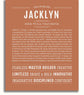 Jacklyn Personalized Name Meaning Art Prints – Name Stories
