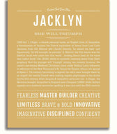 Jacklyn Personalized Name Meaning Art Prints – Name Stories