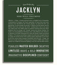 Jacklyn Personalized Name Meaning Art Prints – Name Stories