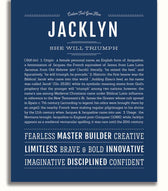 Jacklyn Personalized Name Meaning Art Prints – Name Stories