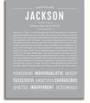 Jackson Personalized Name Meaning Art Prints – Name Stories