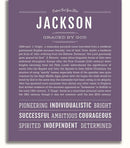 Jackson Personalized Name Meaning Art Prints – Name Stories