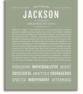 Jackson Personalized Name Meaning Art Prints – Name Stories