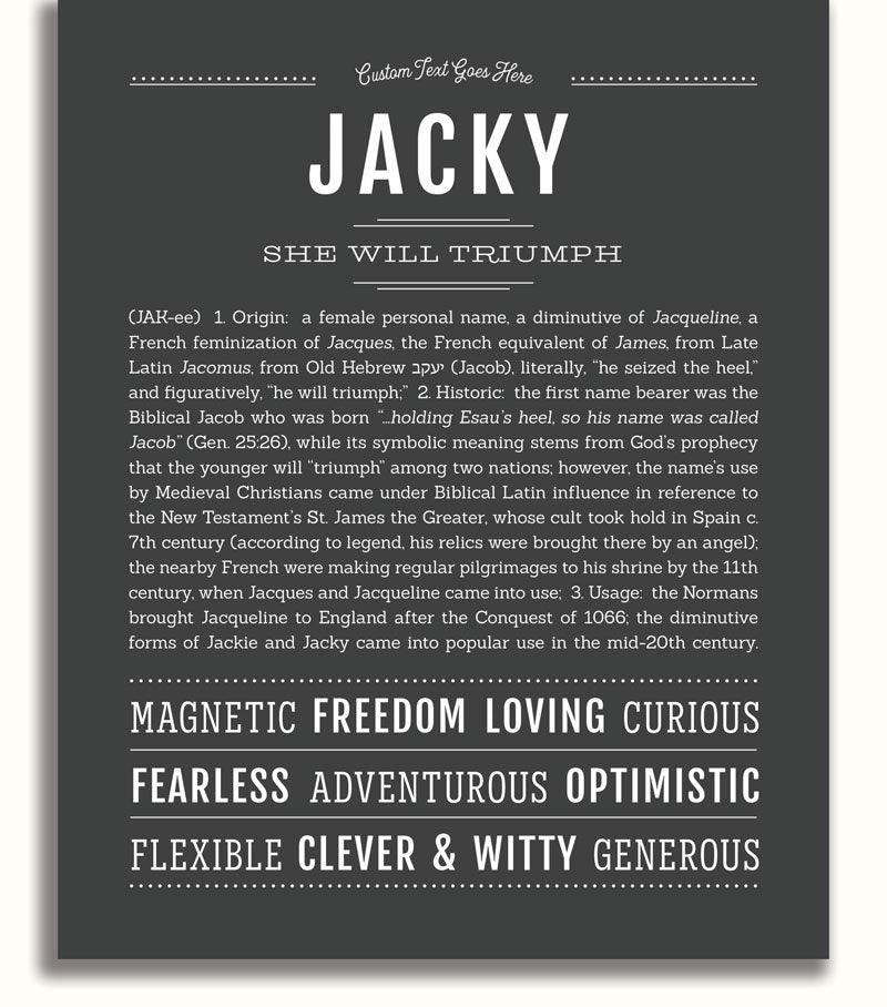 Jacky Personalized Name Meaning Art Prints – Name Stories
