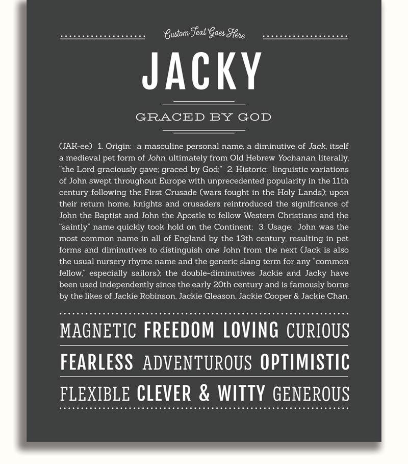 Jacky Personalized Name Meaning Art Prints – Name Stories