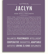 Jaclyn Personalized Name Meaning Art Prints – Name Stories