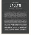 Jaclyn Personalized Name Meaning Art Prints – Name Stories