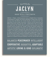 Jaclyn Personalized Name Meaning Art Prints – Name Stories
