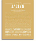 Jaclyn Personalized Name Meaning Art Prints – Name Stories