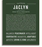 Jaclyn Personalized Name Meaning Art Prints – Name Stories