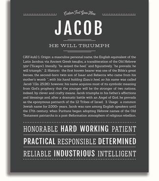 Jacob Personalized Name Meaning Art Prints – Name Stories