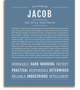 Jacob Personalized Name Meaning Art Prints – Name Stories