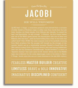 Jacobi Personalized Name Meaning Art Prints – Name Stories