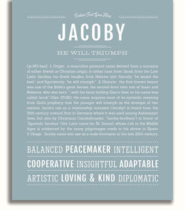 Jacoby Personalized Name Meaning Art Prints – Name Stories