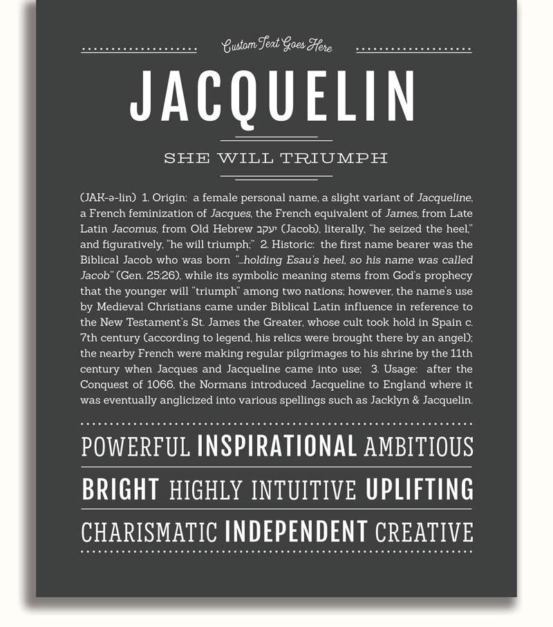 Jacquelin Personalized Name Meaning Art Prints – Name Stories