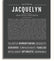 Jacquelyn Personalized Name Meaning Art Prints – Name Stories