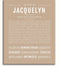 Jacquelyn Personalized Name Meaning Art Prints – Name Stories