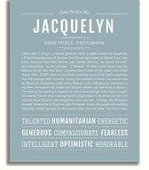 Jacquelyn Personalized Name Meaning Art Prints – Name Stories