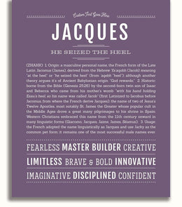 Jacques Personalized Name Meaning Art Prints – Name Stories
