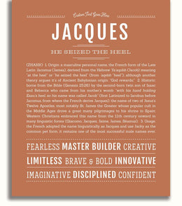 Jacques Personalized Name Meaning Art Prints – Name Stories