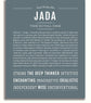 Jada Personalized Name Meaning Art Prints – Name Stories