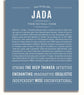 Jada Personalized Name Meaning Art Prints – Name Stories