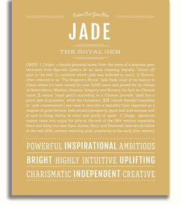 Jade Personalized Name Meaning Art Prints – Name Stories
