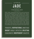 Jade Personalized Name Meaning Art Prints – Name Stories