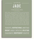 Jade Personalized Name Meaning Art Prints – Name Stories