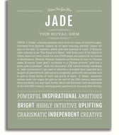 Jade Personalized Name Meaning Art Prints – Name Stories