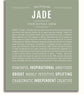 Jade Personalized Name Meaning Art Prints – Name Stories